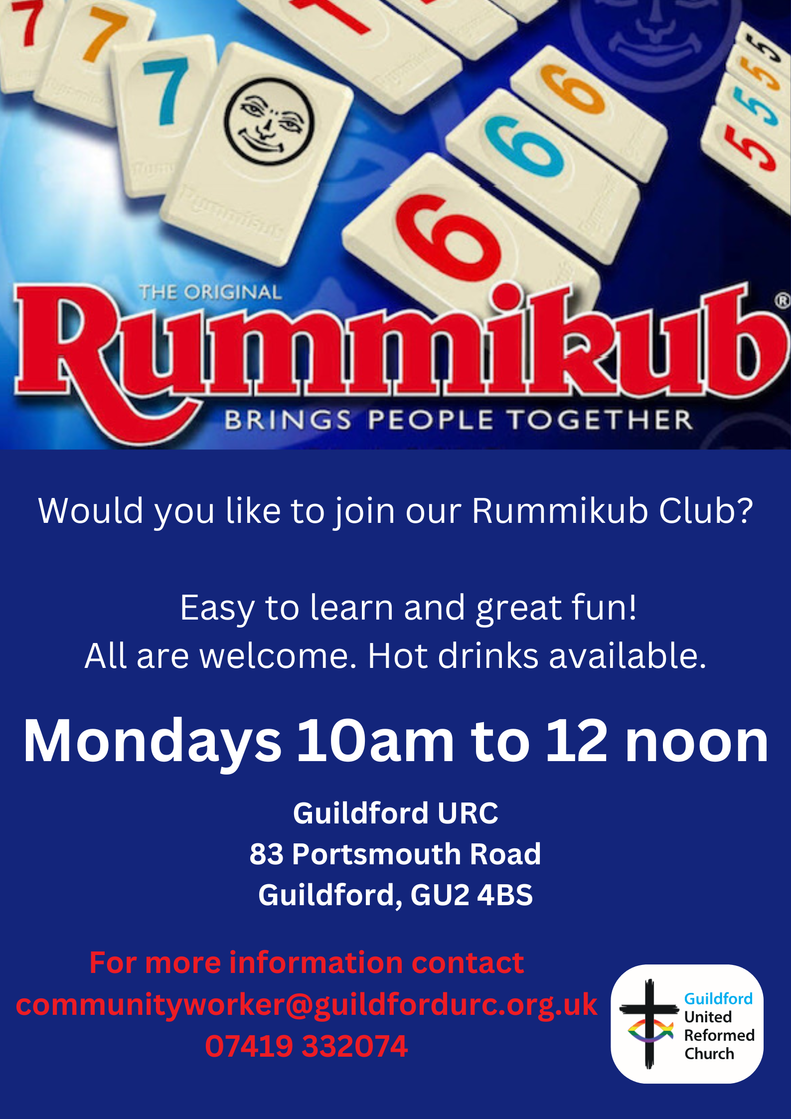 Rummikub Club - Mondays 10am to 12 noon - Guildford URC